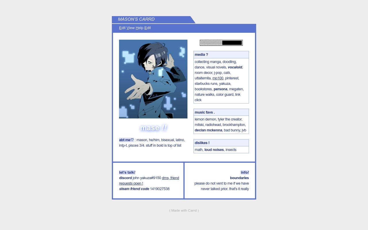 mason’s carrd